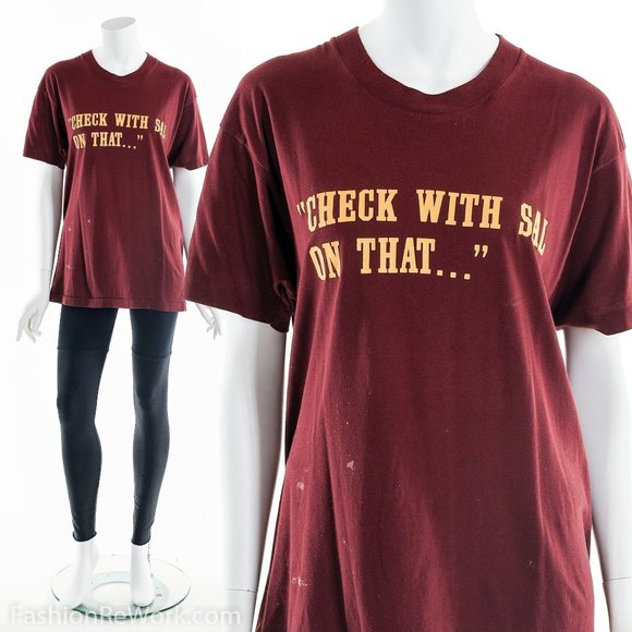 Tops | Vintage Sal Shirtdistressed Paper Thin Teeburgundy 5 50 ...